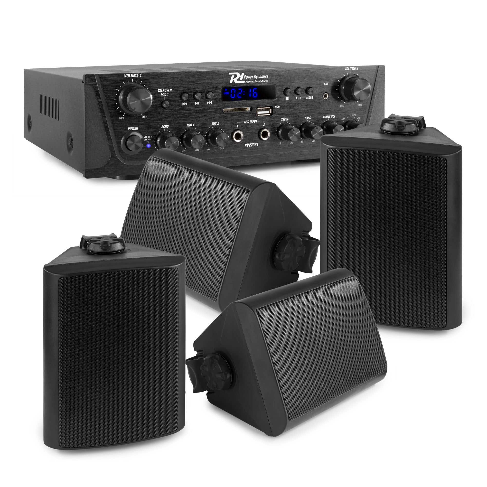 Power Dynamics geluidsinstallatie voor horeca mét Bluetooth - 2x 200W ...